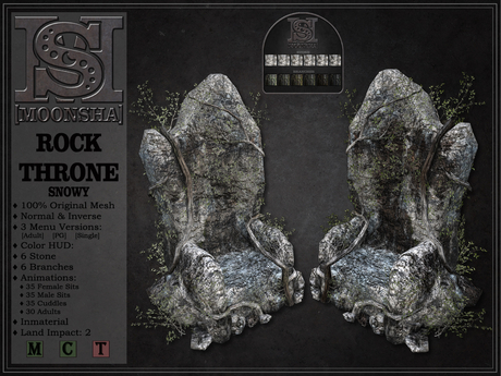 Second Life Marketplace - [MoonSha] Rock Throne - Snowy